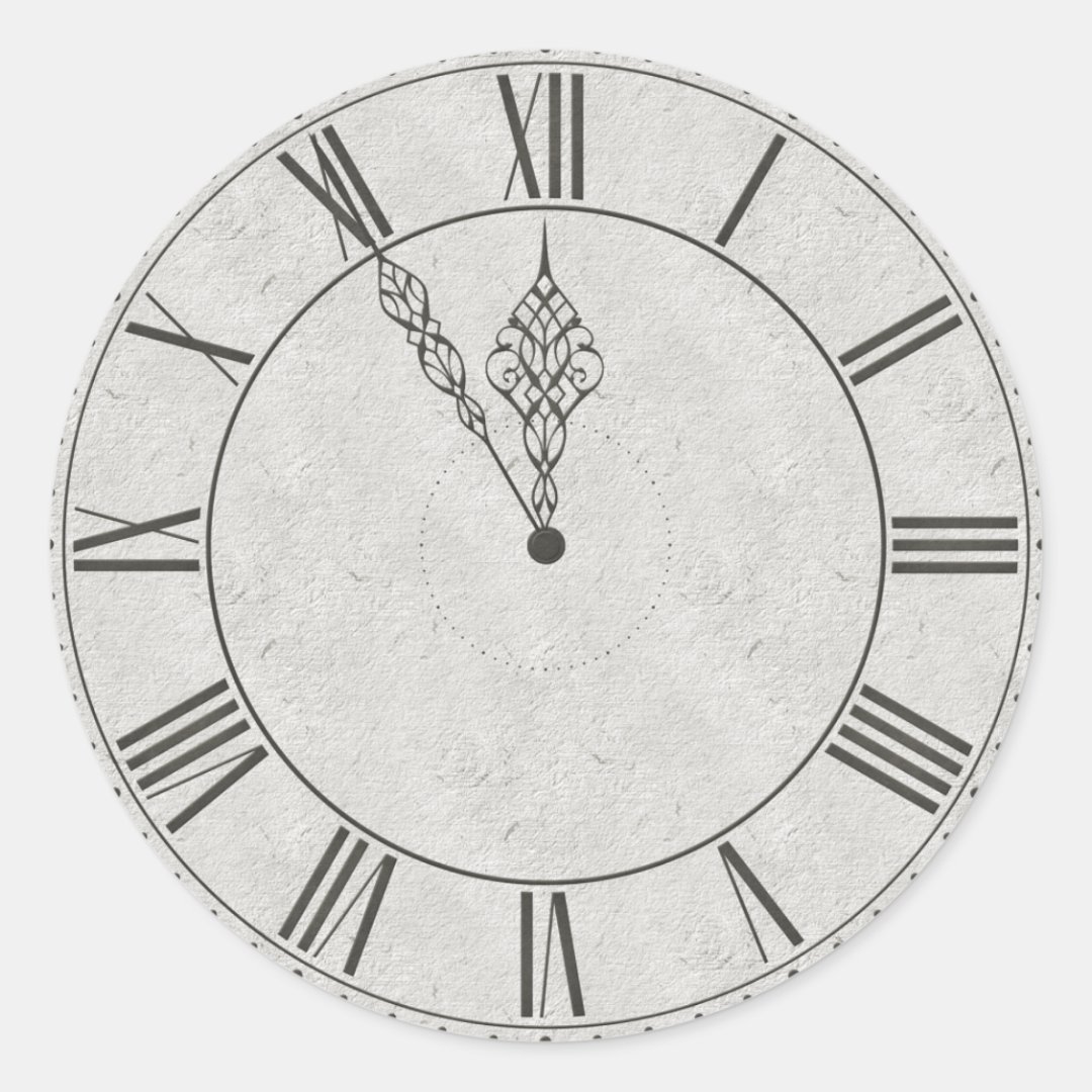 Roman Numeral Clock Face B&W Classic Round Sticker | Zazzle