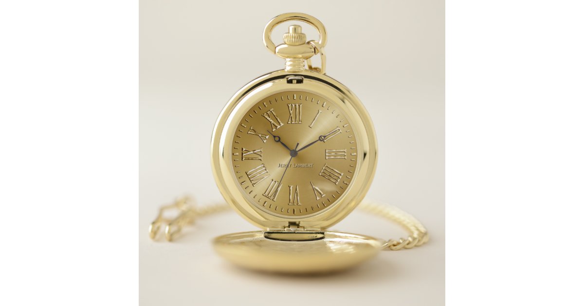 Roman Signature Gold Pocket Watch | Zazzle