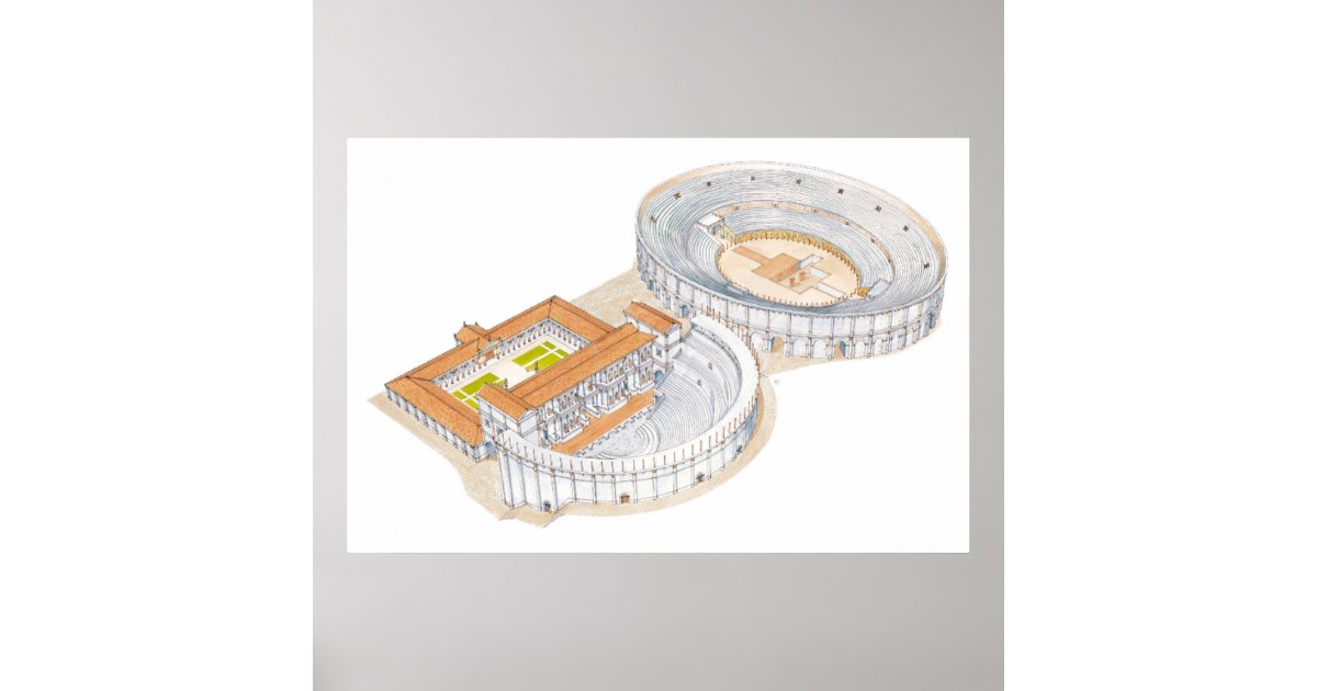 Roman theatre and amphitheatre. Reconstruction. Poster | Zazzle