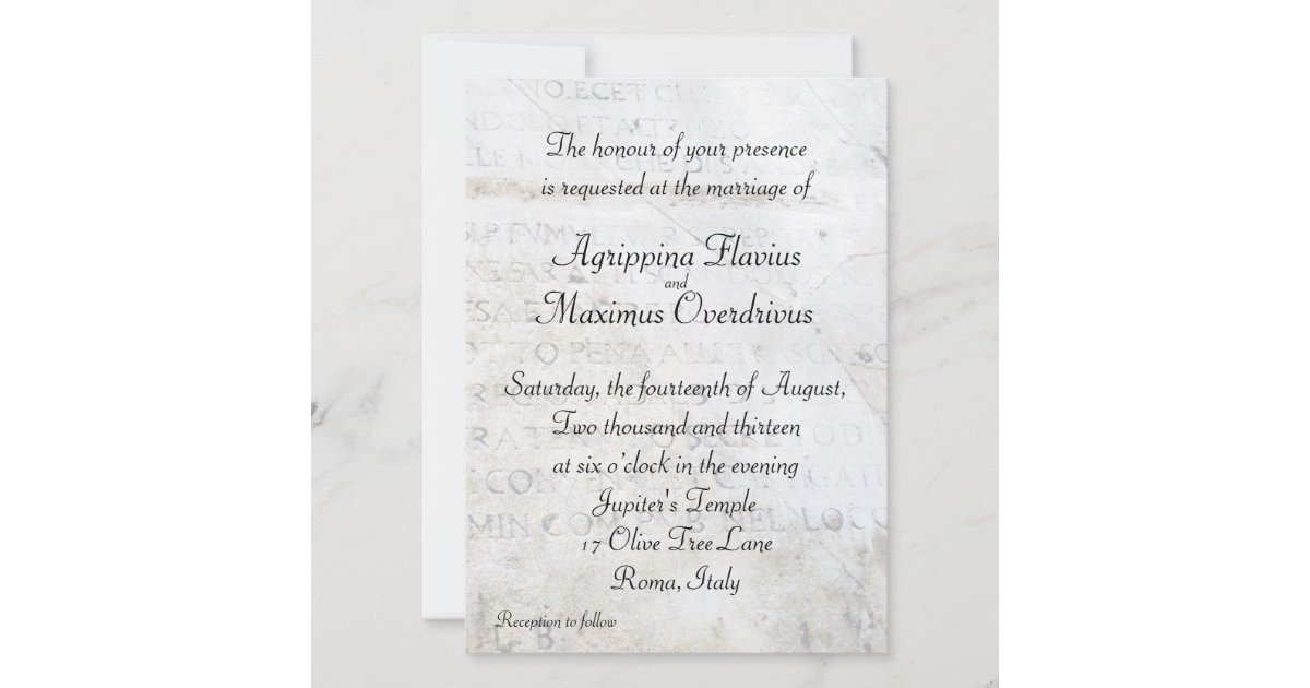 Roman Themed Wedding Invitation | Zazzle
