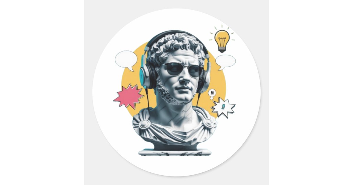 Roman Vibes – Modern Art Poster Classic Round Sticker | Zazzle
