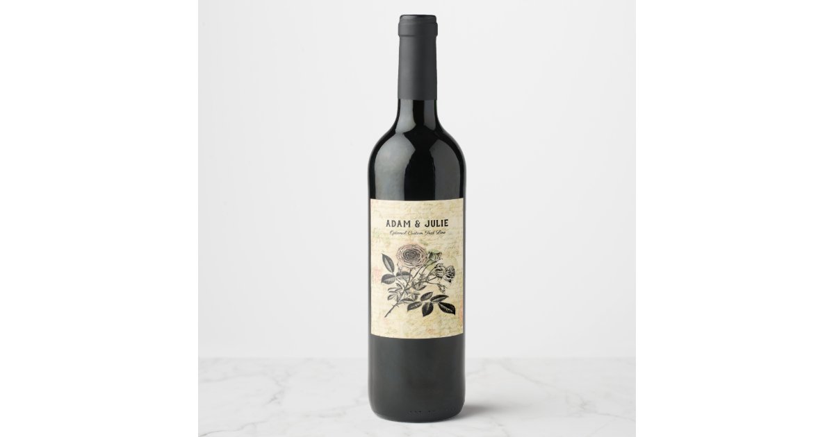 Romance Love Wedding Anniversary or Valentines Day Wine Label | Zazzle