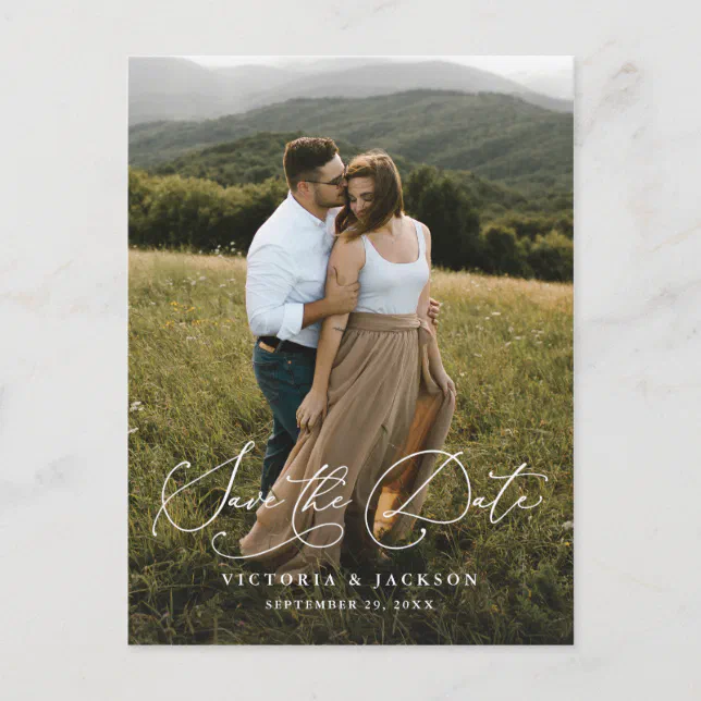 Romance Vertical Save the Date Postcard | Zazzle