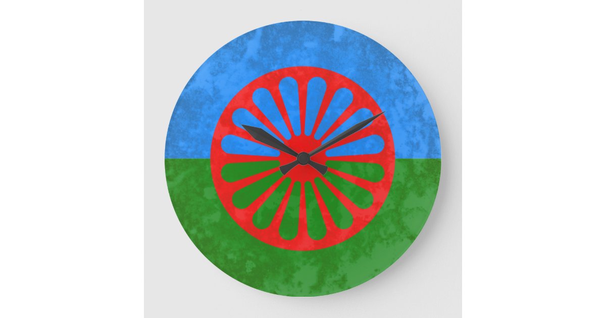 Romani flag large clock | Zazzle