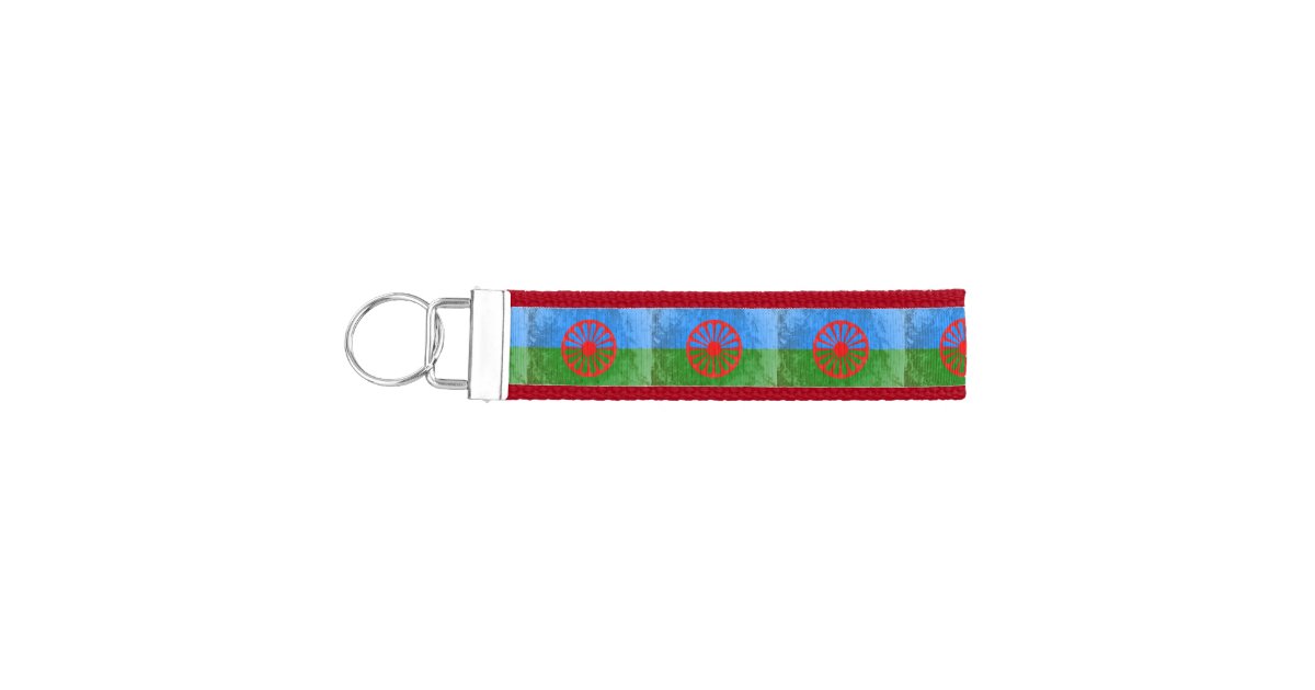 Romani flag wrist keychain | Zazzle