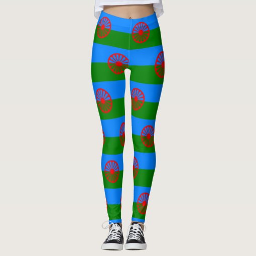 Romani & Gypsy Wagon Wheel Flag Leggings | Zazzle
