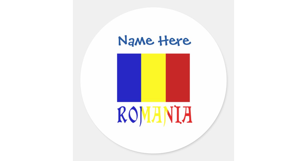 Romania and Romanian Flag Blue Personalization Classic Round Sticker ...