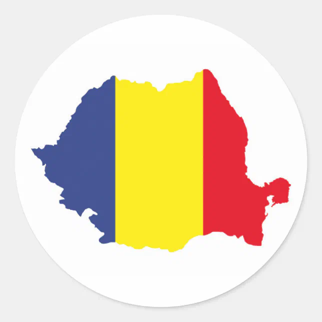 romania country flag map shape silhouette classic round sticker | Zazzle
