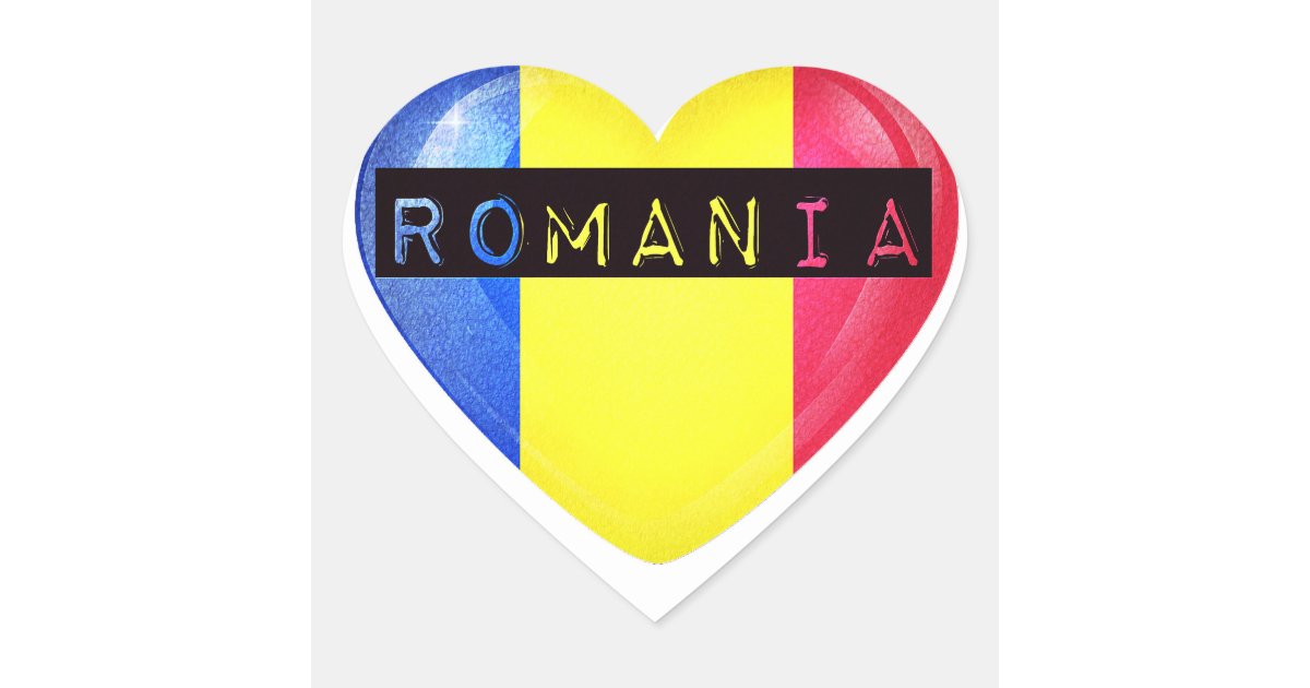 Romania Flag Heart Heart Sticker | Zazzle