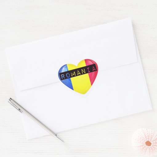 Romania Flag Heart Heart Sticker | Zazzle