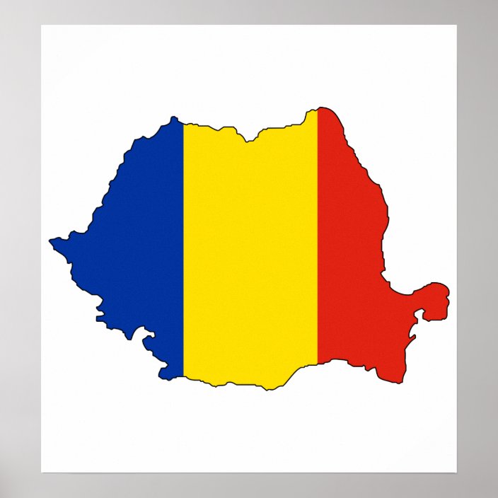 Romania Flag Map full size Poster | Zazzle.com