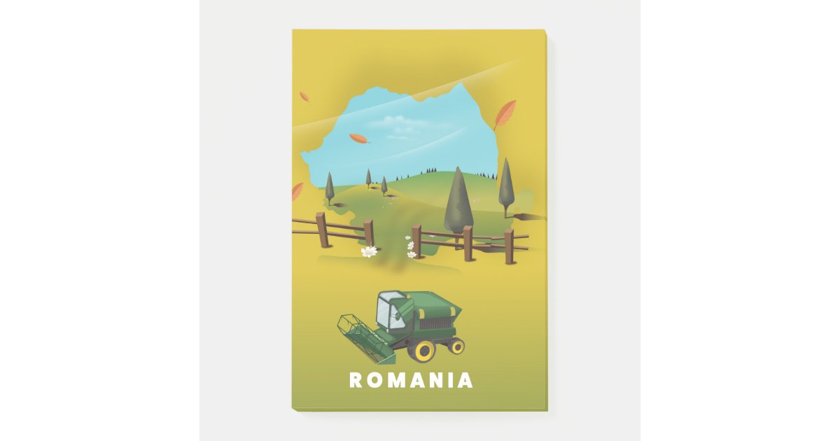 Romania Map Illustrated print poster. Post-it Notes | Zazzle