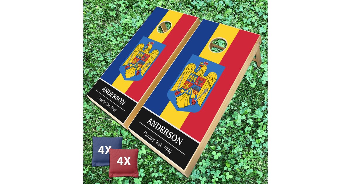 Romania & Romanian Flag personalized / Family fun Cornhole Set | Zazzle