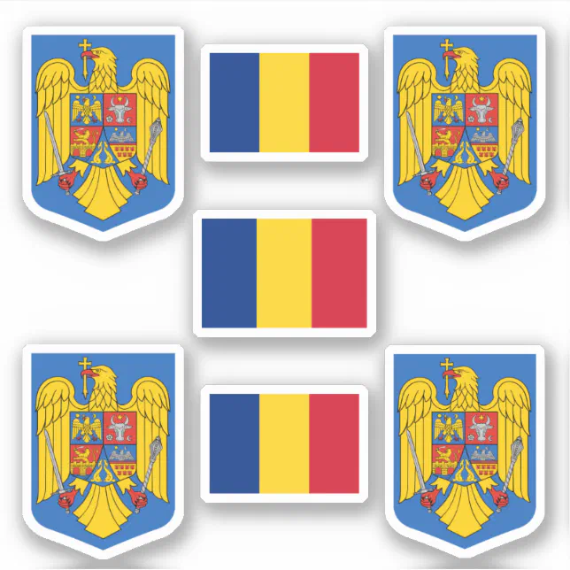 Romanian coat of arms and flag Sticker | Zazzle