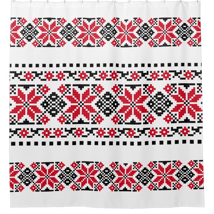 Romanian Traditional Motif "The Stars" Shower Curtain | Zazzle.com
