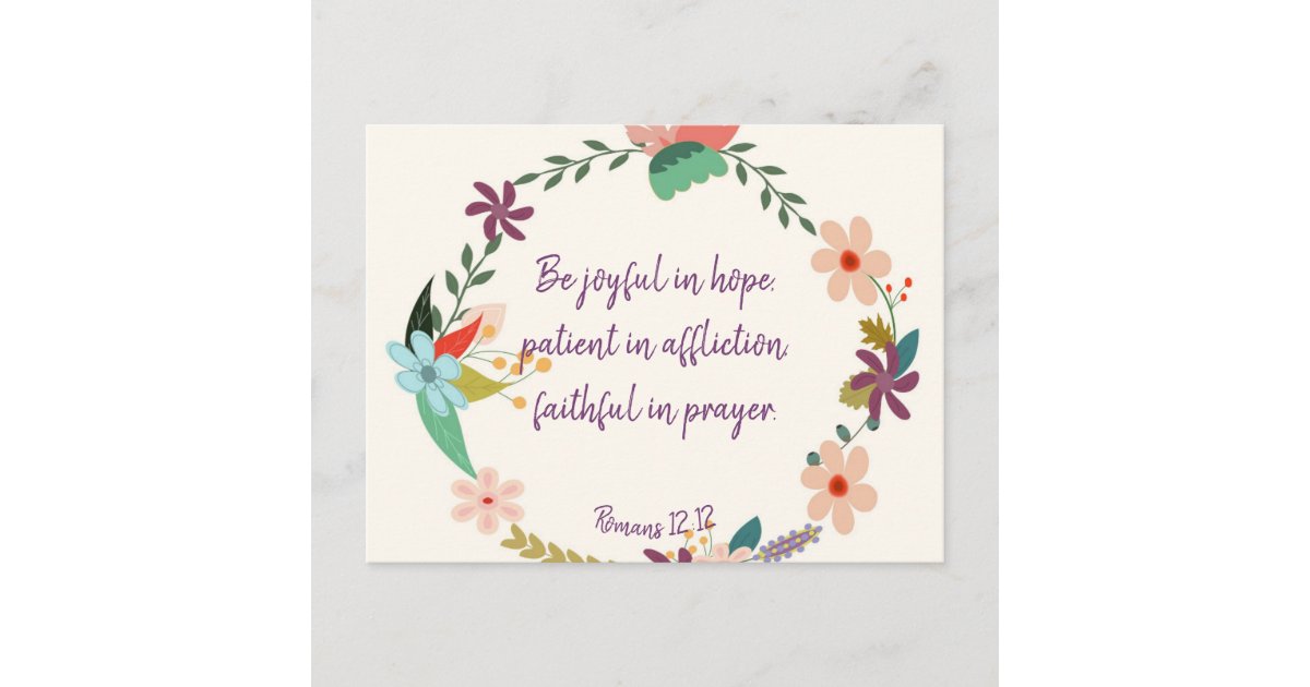 Romans 12:12 postcard | Zazzle