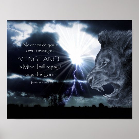 Romans 12:19 VENGEANCE | Lion and Lightning Poster | Zazzle.com
