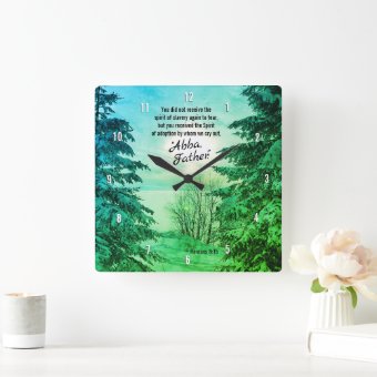 Romans 8:15 We cry out "Abba Father" Square Wall Clock | Zazzle