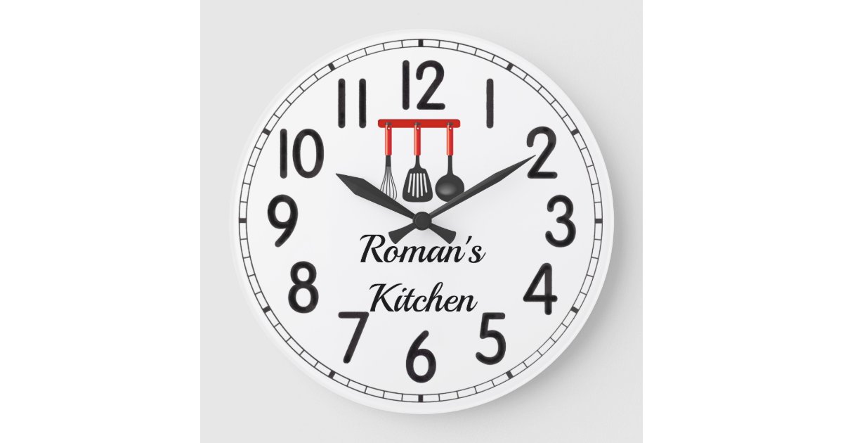 Roman's Kitchen Large Clock | Zazzle