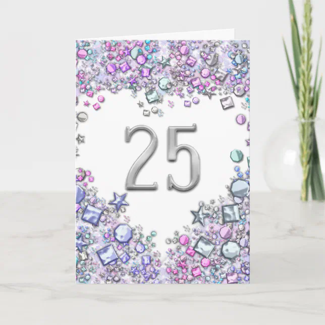 Romantic 25th Wedding Birthday Anniversary Heart Card | Zazzle