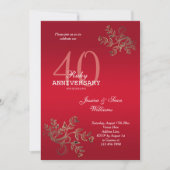 Romantic 40th Ruby Wedding Anniversary Invitation | Zazzle