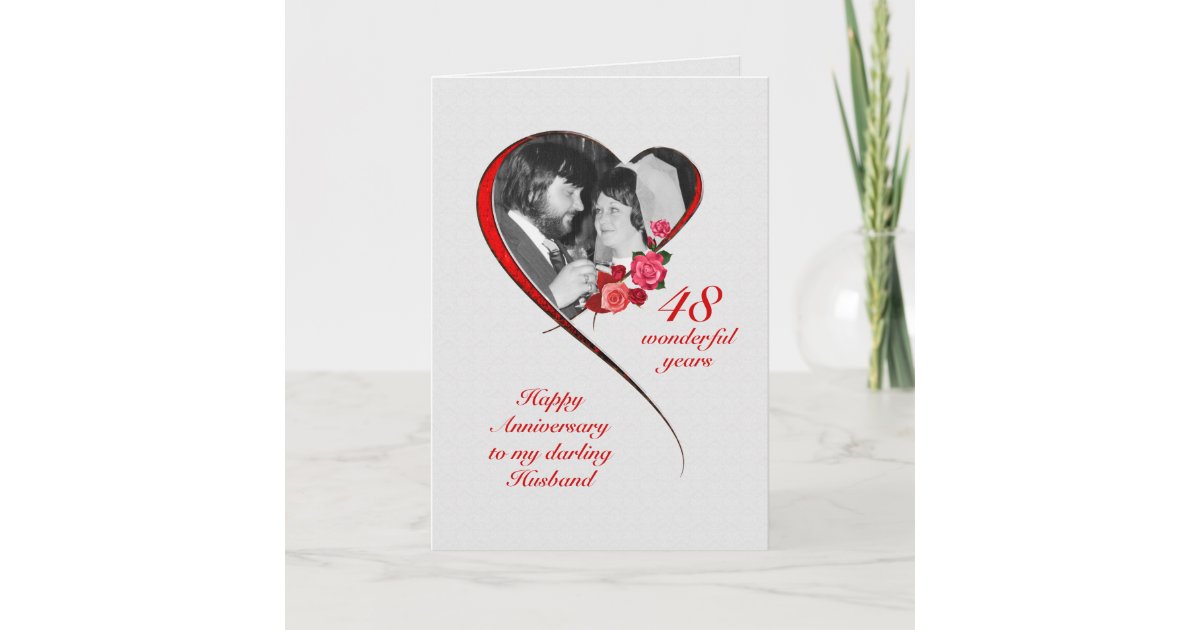 Romantic 48th Wedding Anniversary for Husband Card | Zazzle