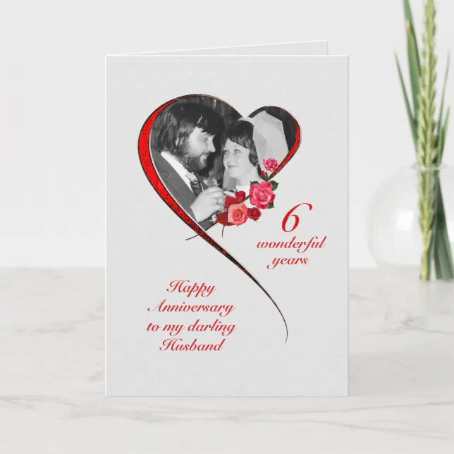 Romantic 6th Wedding Anniversary for Husband Card | Zazzle