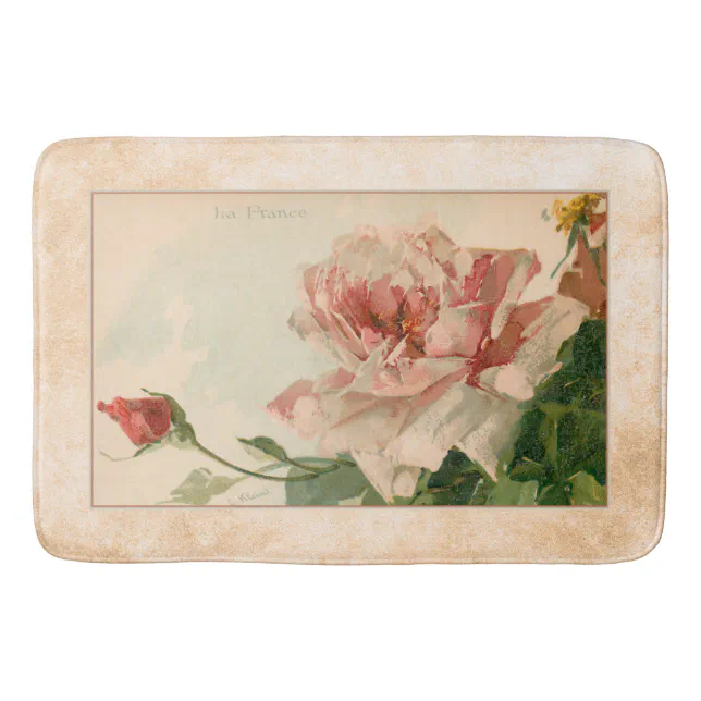 Romantic Antique Pink Rose Bath Mat | Zazzle