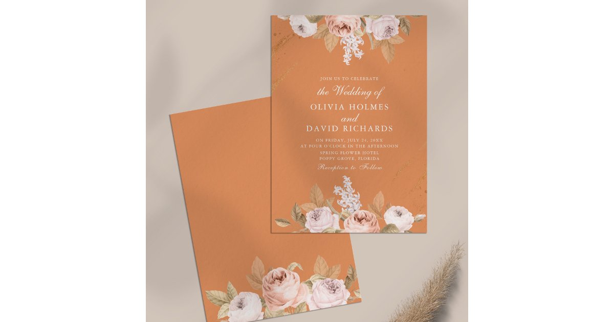 Romantic Apricot Peony Wedding Invitation | Zazzle