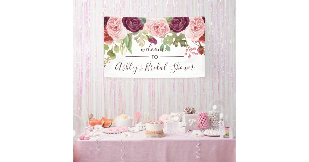 Romantic Blooms Shower Welcome Banner | Zazzle