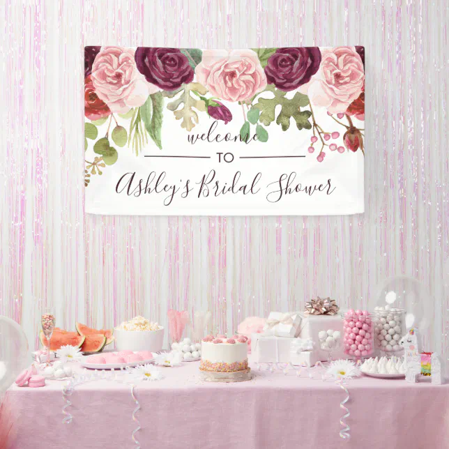 Romantic Blooms Shower Welcome Banner | Zazzle