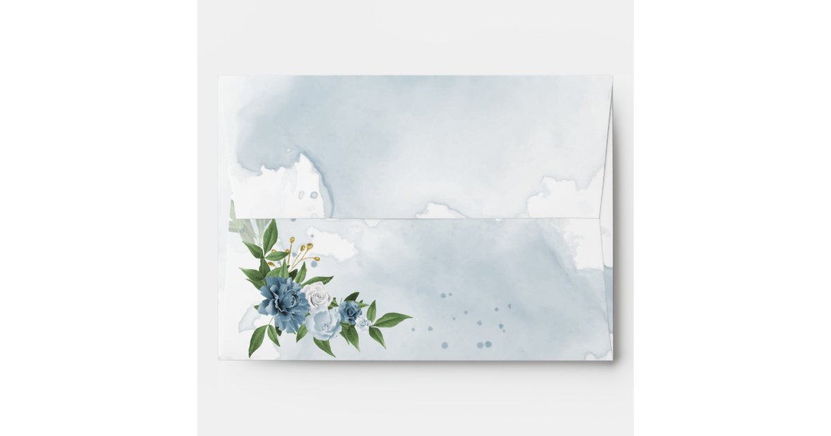 romantic blue flowers greenery envelope | Zazzle
