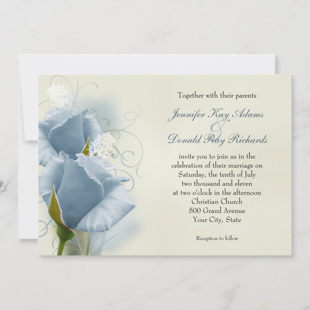 Romantic Blue Roses Wedding Invitation | Zazzle