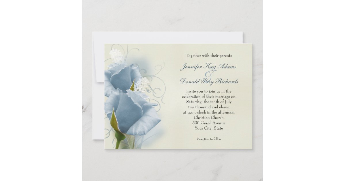 Romantic Blue Roses Wedding Invitation | Zazzle