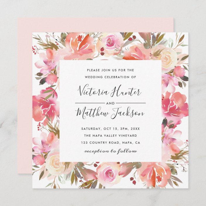 Romantic Blush Bloom Floral Wedding Invitation | Zazzle.com