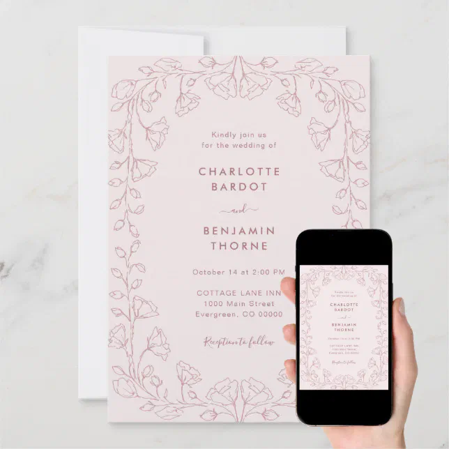 Romantic Blush Pink Wedding Invitation | Zazzle
