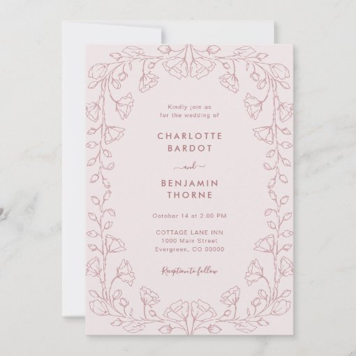 Romantic Blush Pink Wedding Invitation | Zazzle