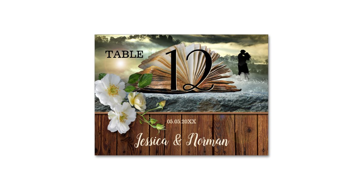 Romantic Book Lovers Table Number Card | Zazzle