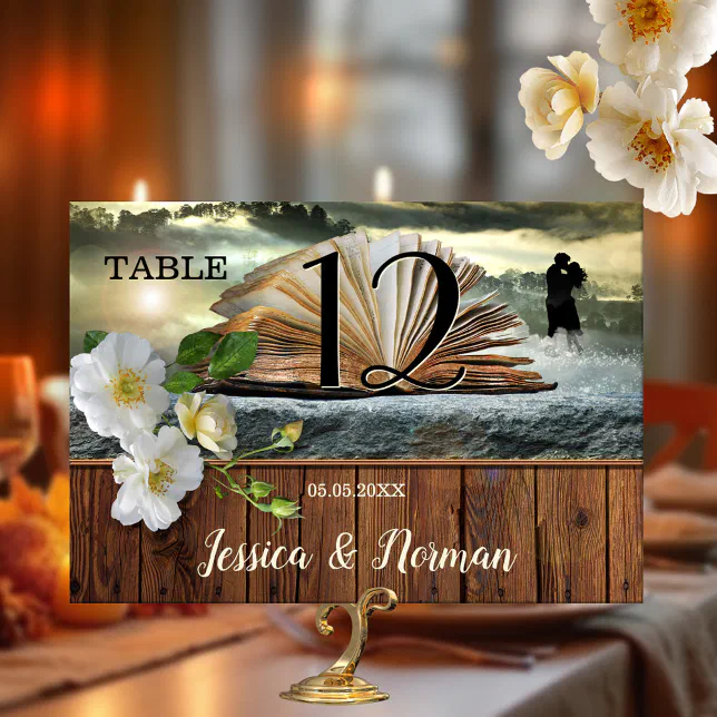 Romantic Book Lovers Table Number Card | Zazzle