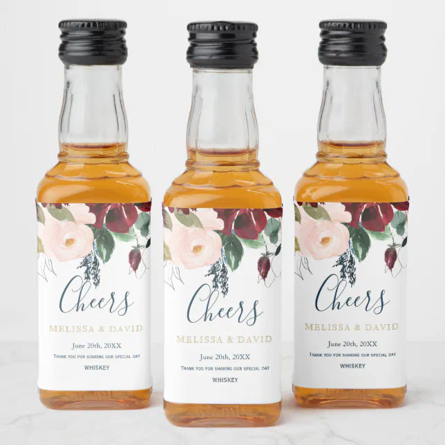 Romantic Burgundy, Pink and Midnight Blue Labels | Zazzle