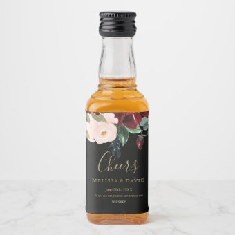 Romantic Burgundy, Pink, Blue and Black Liquor Bottle Label | Zazzle