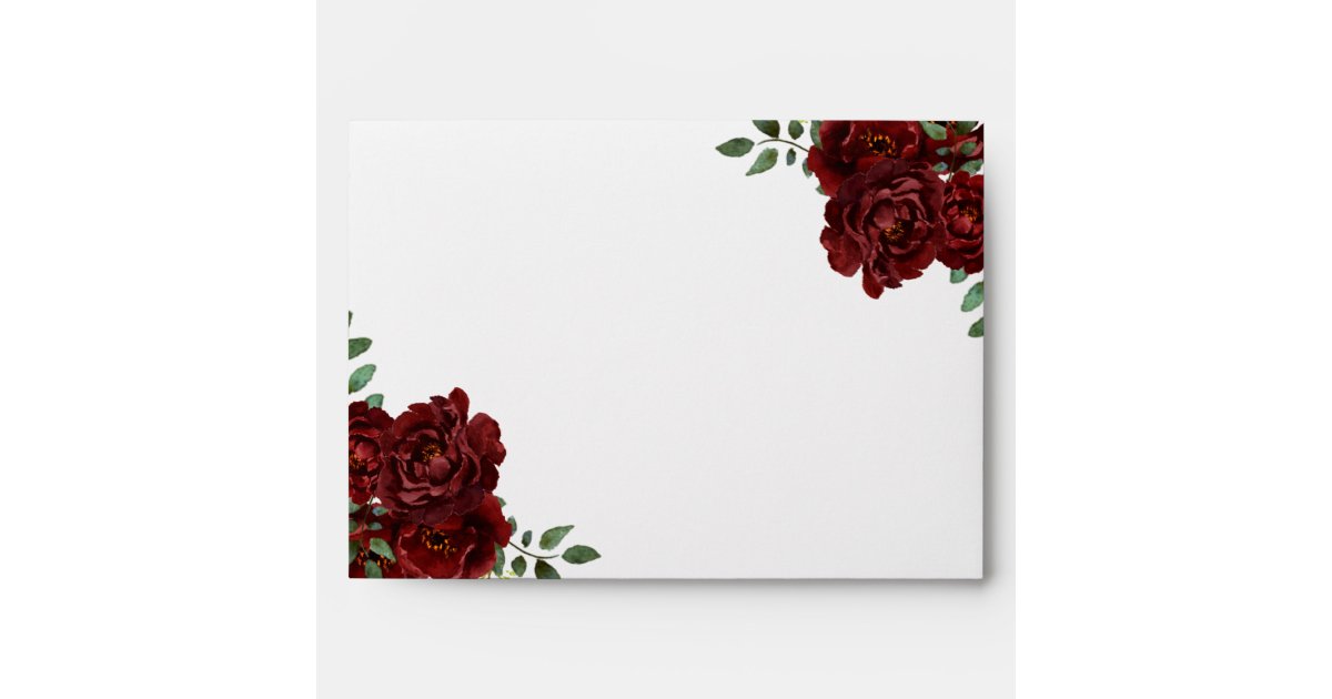 Romantic Burgundy Red Rose Invitations Envelope | Zazzle