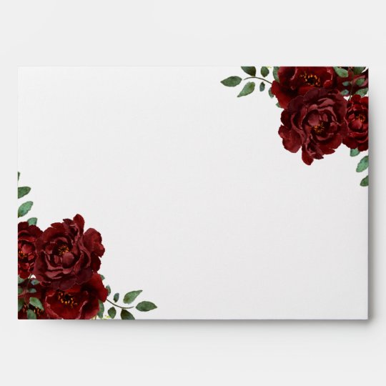 Romantic Burgundy Red Rose Invitations Envelope | Zazzle.com