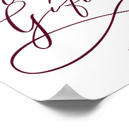 Romantic Burgundy Text Calligraphy Cards and Gifts Poster | Zazzle