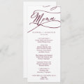 Romantic Burgundy Text Calligraphy Wedding Dinner Menu | Zazzle