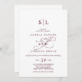 Romantic Burgundy Text Monogram Wedding Invitation | Zazzle