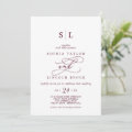 Romantic Burgundy Text Monogram Wedding Invitation | Zazzle