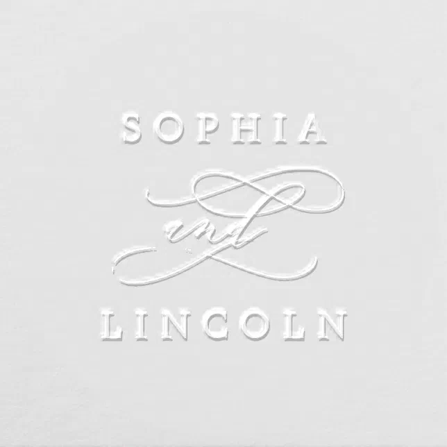 Romantic Calligraphy Couple Monogram Wedding Embosser | Zazzle