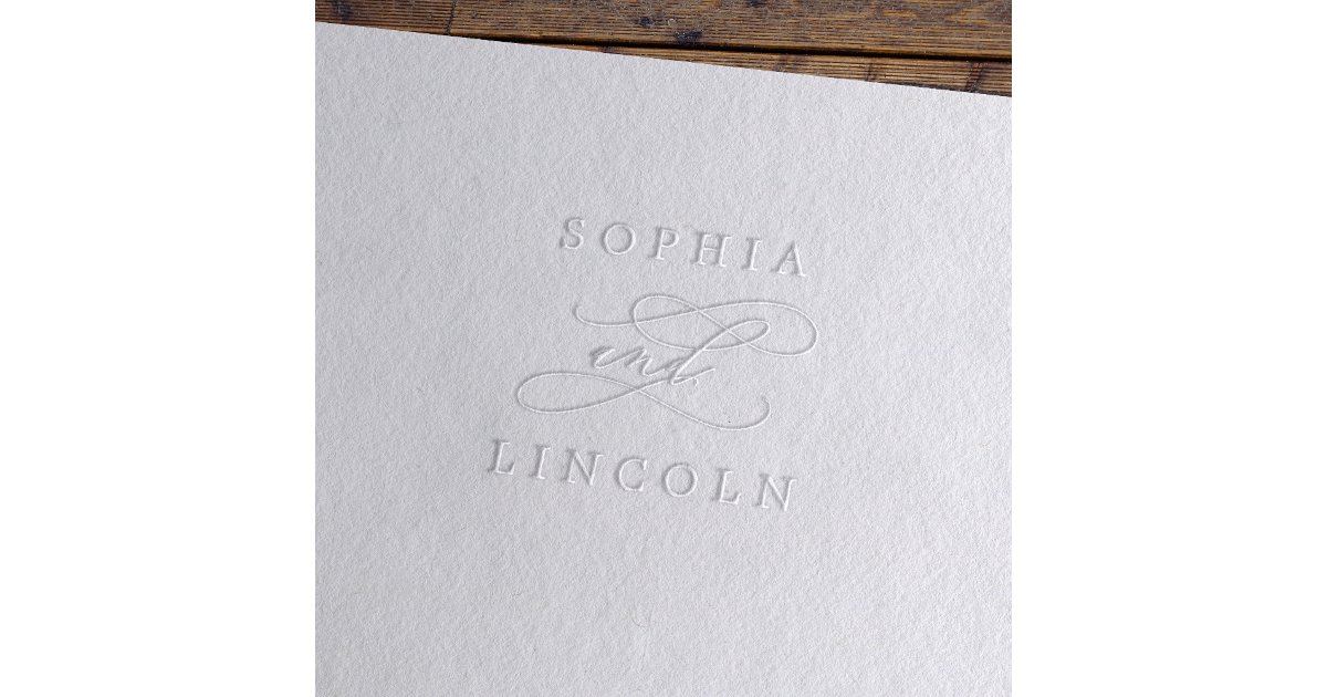Romantic Calligraphy Couple Monogram Wedding Embosser | Zazzle