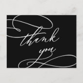 Romantic Calligraphy | Dark Black Thank You Postcard | Zazzle